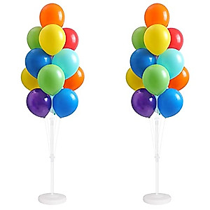 Balloon Column Kit for Floor- Set of 2,Balloon Columns with Stand, Base and Pole,Balloon Tower Backdrop Decoration for Wedding, Baby Shower, Birthday Party, or Bachelorette Parties (MULTICOLOR)