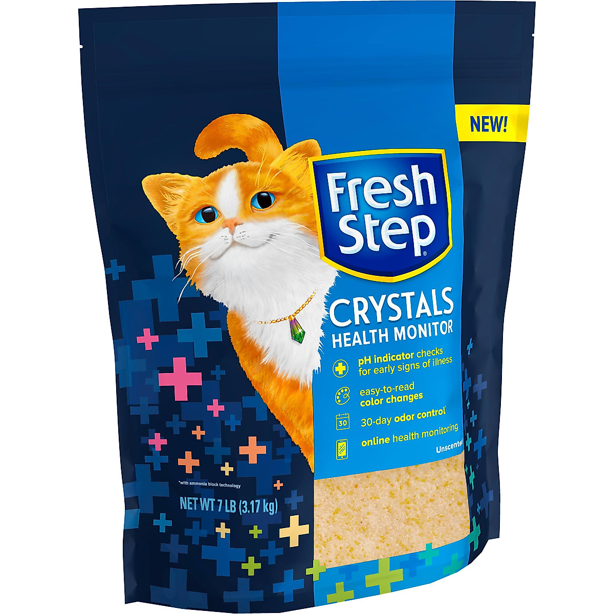 Fresh Step Crystals Health Monitoring Cat Litter, Color-Changing Litter Helps Detect Irregularities in Cat Urine, Controls Odor for 30 Days, 14 lbs. (2 x 7 lb. Bag)