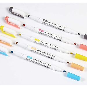 ATOPSTAR 25 Colors Dual Tip Highlighters Set, Fine/Bold Mild Color and Warm Color, Cool and Refined Color