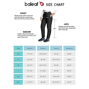 BALEAF Women's Down Pants Winter Ultralight Water Resistance Ski Snow Puffer Pants Packable Warm Trousers Black Medium