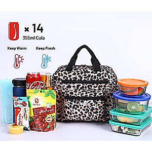 MIER Leopard Lunch Bag for Womens Ladies-Insulated Adult Lunch Box Stylish Cute Lunch Totes with Shoulder Strap Portable Fashion Lunch Cooler Bag