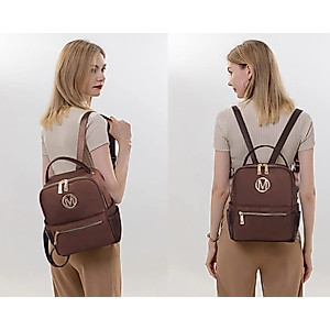 MKP Small Backpack Purse for Ladies Women Multi Pockets Water Resistant Fashion Rucksack Daypack Bag