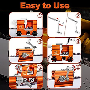 OMCCHK Chainsaw Sharpener Jig, Portable Chain Saw Sharpener Tool with 10Pcs Burrs, Chainsaw Chain Sharpener with Durable Carry Bag, Hand-Cranked Chainsaw Sharpening Kit for 4"-22" Chain Saws