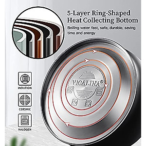 VICALINA Tea Kettle & Tea Pot, Stainless Steel Tea Kettle for Stove top, 2.64 Quart Whistling Loud Tea Kettles (Polished Black)