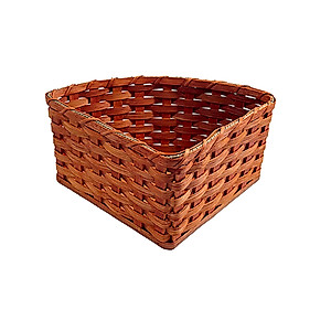 Amish Corner Storage Handmade Solid Oak Woven Wicker Basket (Medium)