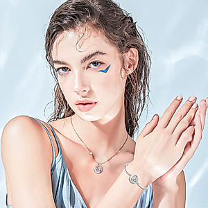 FANCIME London Blue Topaz Bracelets 925 Sterling Silver Moon and Star Bangle Charm November December Birthstone Bracelet Fine Jewelry Birthday Anniversary Christmas Gifts for Her, Chain 6.7"+1.2"