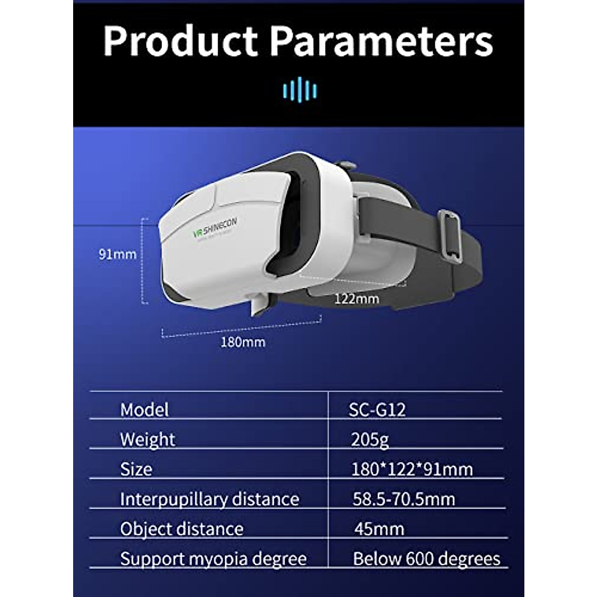 VR Headset Compatible with iPhone & Android Phone Within 4.7-7.2inch Display Screen- Universal Virtual Reality Goggles- Soft & Comfortable Updated 3D Glasses (G12-White)