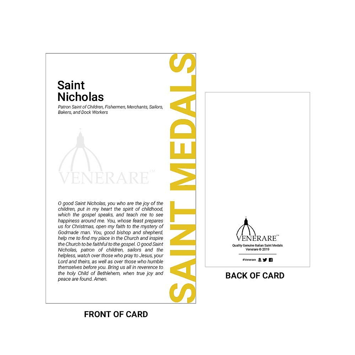 1" Saint and Holy Subject Medal with Prayer Card | Over 25 Different Saints | Durable and Detailed Charm | Pendant Medal Carded with Prayer | Christian Jewelry (St. Nicholas)