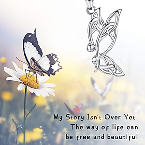 Semicolon Butterfly Necklace Survivor Encouragement Story Isnt Over Yet Struggle Depression Inspired Necklace 925 Silver Pendant Jewelry Gift for Women (Silver)