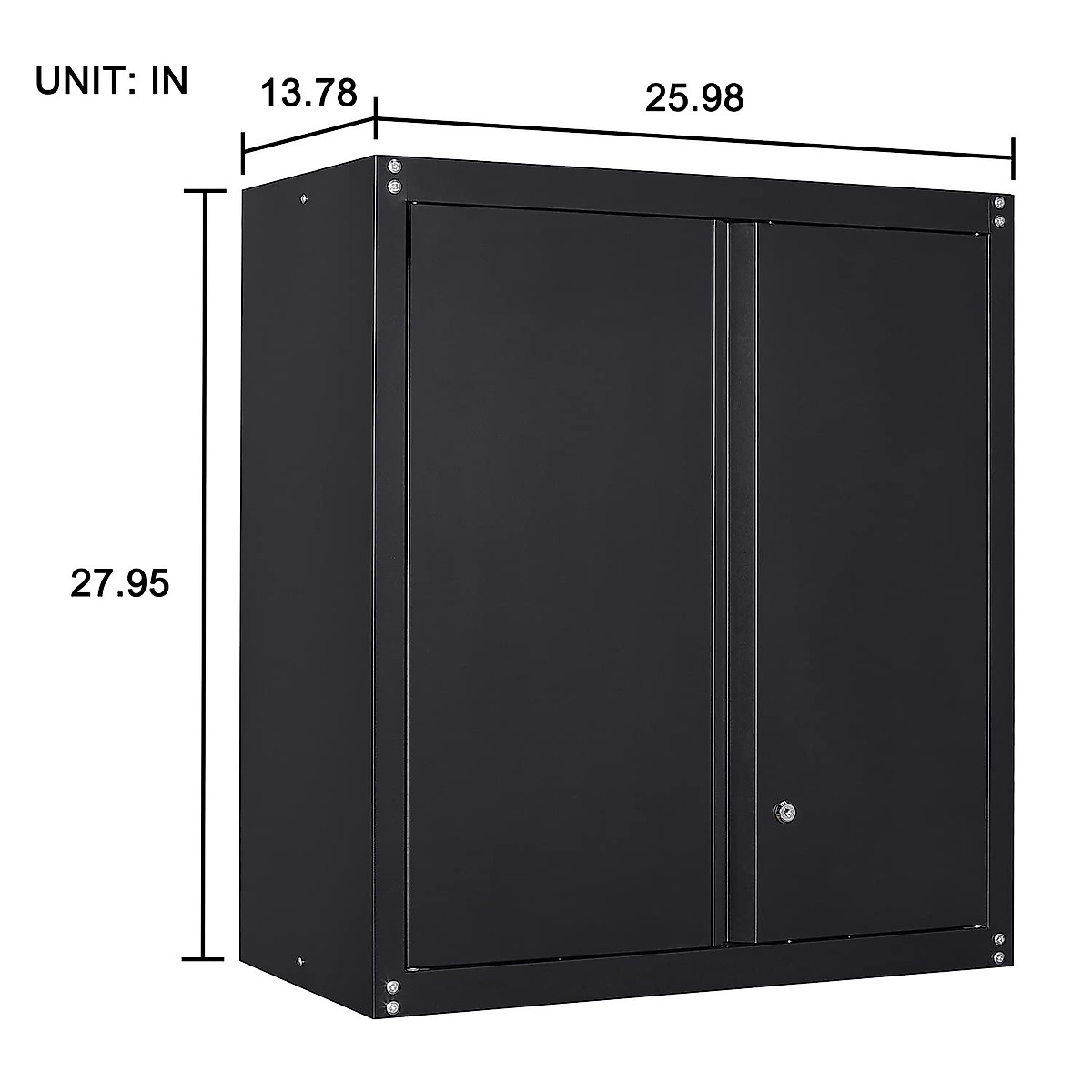 GREATMEET Metal Wall Cabinet, Wall Mounted Metal Cabinet for Garage Storage, Storage Cabinet with Doors and Adjustable Shelf, Garage Cabinet with Lock, Steel Cabinet for Utility Room