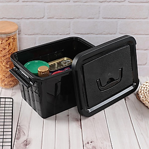 Buyitt 6 Packs Black Storage Bins with Lids, 6 QT Plastic Storage Containers