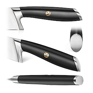 Cangshan L Series 12-Piece Knife Block Set with 6 Steak Knives, Forged German Steel, Acacia Block, Black, 1026061