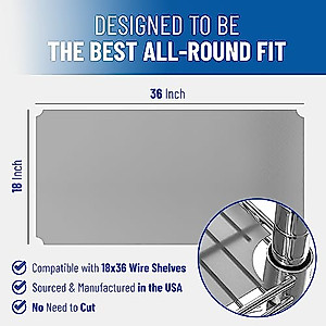 Shelf Liners for Wire Shelf System - Set of 4 in Graphite - 18 x 36 inch - Plastic Wire Shelving Shelf Mats - Made in USA