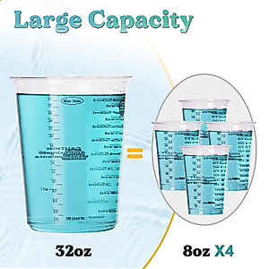 LET'S RESIN Resin Mixing Cups, 50pcs 32oz(1000ml) 2 Scales Accurate Paint Mixing Cup with Protective Gloves, Sturdy & Thick Disposable Measuring Cups for Paint, LET'S RESIN Auto Mixer