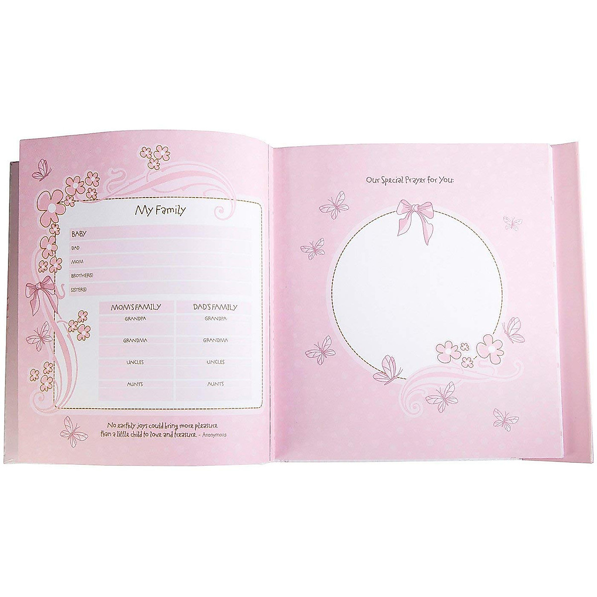 Christian Art Gifts Girl Baby Book of Memories Pink Keepsake Photo Album | Our Baby Girl Memory Book | Baby Book with Bible Verses, The First Year