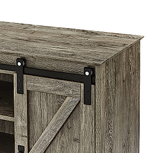 GOOD & GRACIOUS Sideboard for Livingroom, 50 inch Farmhouse TV Stand with Sliding Barn Doors, Sideboard Buffet 3-Tier Storage Cabinet for Kitchen