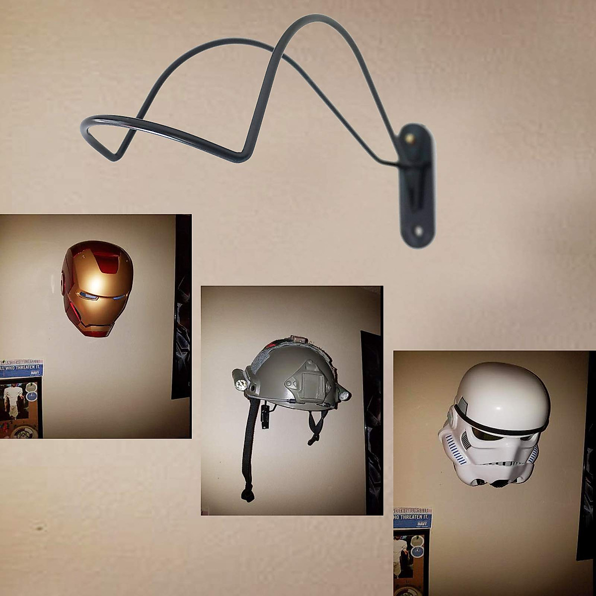 Strong Iron Rack for Electronic Helmet Wall Mounted | Helmet Storage Display | Helmet Collection Wall Hanger Stand | No Helmet