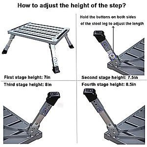 HELESIN RV-Folding-Step, 19" x 14.5" Aluminum Platform Step and Ladder Supports Up to 1,000lbs, Includes Non-Slip Rubber Feet, More Stable for Trailer, Motorhome, SUV, Camping