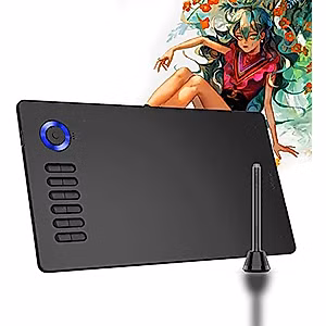 Digital Drawing Tablet VEIKK A15Pro Graphics Pen Tablet 10 x 6 Inch Graphics Tablet with 12 Shortcut Keys and 1 Quick Dial,Supports Tilt Function,for MAC/Win/ Linux / Android OS (Blue)