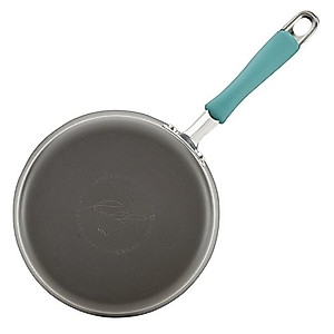 Rachael Ray Cucina Hard Anodized Nonstick Sauce Pan/Saucepan with Lid, 3 Quart, Blue