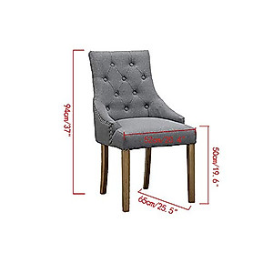 HomeSailing 4 Comfy Armchairs Dining Room Chairs with Arms Only Grey Fabric Upholstered Kitchen Chairs High Back Button Tufted Padded Side Chairs for Living Room Wood Oak Legs Chairs (Gray Set of 4)