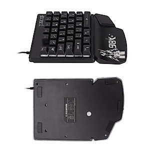 One Handed Gaming Keyboard, 35 Keys Single Led Glowing Small Keyboard Ergonomic Design Mini F5 Gaming Keyboard for Esports Game