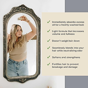 The Earthling Co. Dry Shampoo - Non Aerosol Volumizing Powder for Oil - Natural, Organic Ingredients for Brown and Black Hair - Talc-free formula with Rosemary Oil and Biotin (Dark Hair, 2.6 oz)