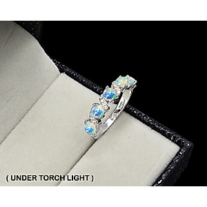 Natural 4 MM Ethiopian Welo Fire Opal Cabochon Ring 925 Sterling Silver October Birthstone Cluster Ring Fire Opal Jewelry Handmade Ring Birthday Gift For Girlfriend (RG-7809) (Sterling Silver, 7 US)