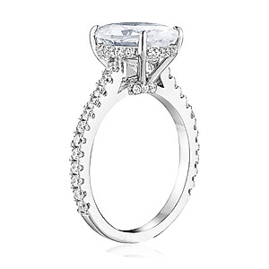 Bo.Dream 2ct Oval Cut Cubic Zirconia CZ Engagement Ring Rhodium Plated Sterling Silver Size 5