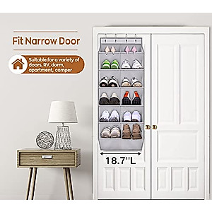 SLEEPING LAMB Hanging Shoe Organizer for Closet, Over The Door Shoe Rack Fit Narrow Door for 12 Pairs Sneakers, Boots, Grey