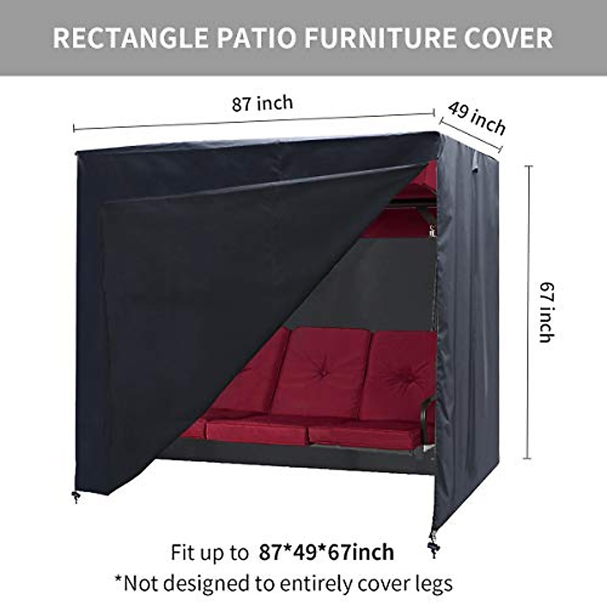 Outdoor Swing Cover 3 Triple Seater Hammock Cover Garden Swing Cover Garden Hammock Glider Chair Cover Patio Furniture Cover UV Resistant Swing Canopy Cover All Weather Protection