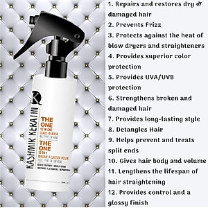 Kashmir Keratin The best leave in Conditioner THE ONE Leave In Conditioner 12 in 1 Hair Treatment, for Damaged Hair Repair | Sulfate-Free Spray Conditioner | For all types of Hair 16 Fl.Oz.
