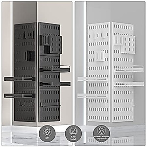 Metal Pegboard for Kitchen 6 Pcs, NaneTidy Pegboard Wall Organizer Kits (Include 2x Spice Racks, Bowl Rack, Plate Rack, 6x Hooks, Knife Holder, 2x Utensil Holders, U-Rack,Towel Rack), White