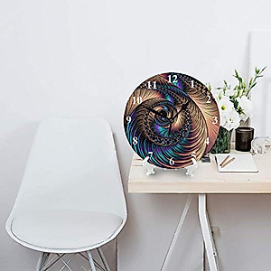 HGOD DESIGNS Fractal Round Wall Clock,Abstract Fractal Patterns and Shapes with Flowers and Spirals Round Wall Clock Home & Garden Wall Decorative for Bedroom Office School Art(10")