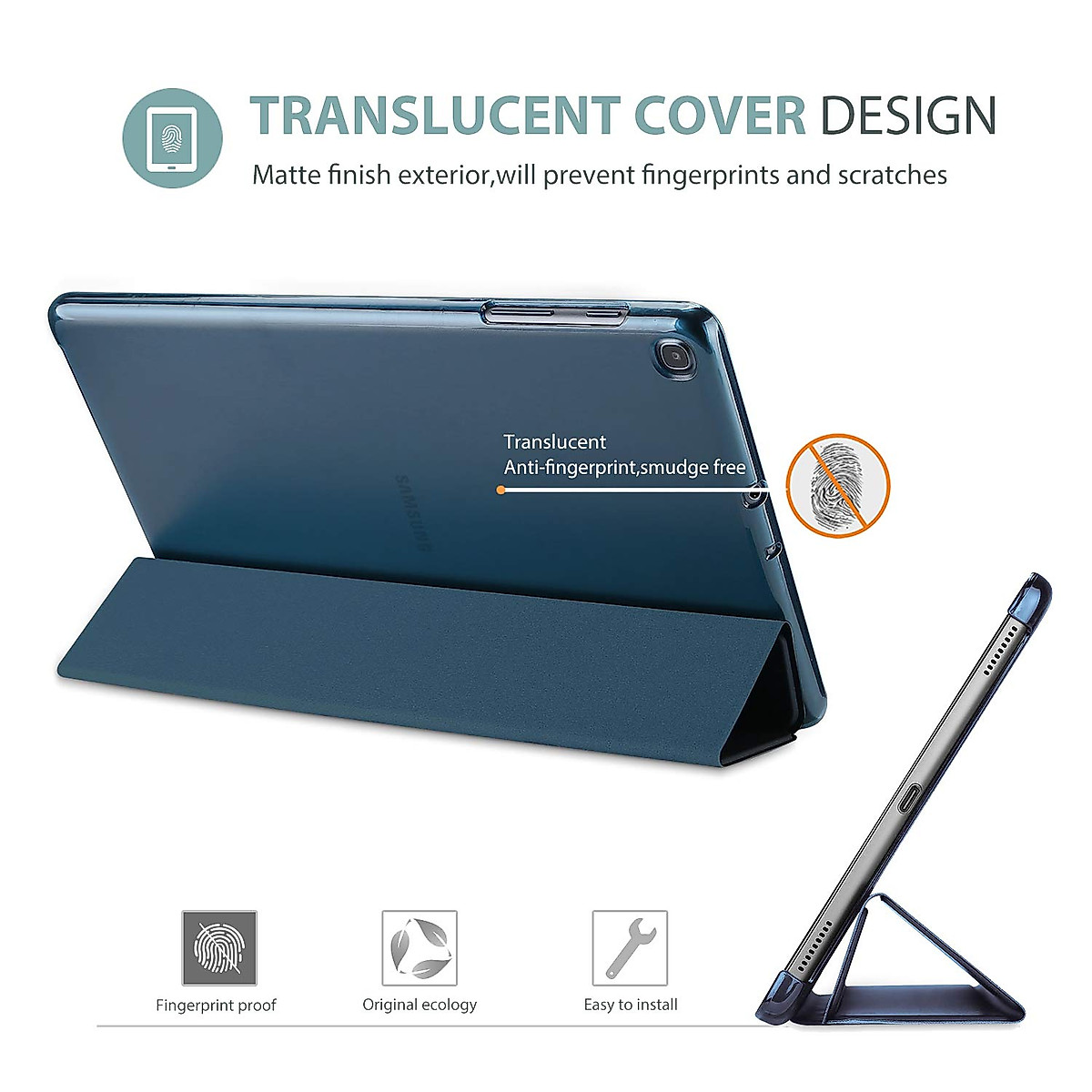 ProCase Slim Case for Galaxy Tab A 10.1 2019 Model T510 T515 T517, Lightweight Stand Case Shell Cover for 10.1 Inch Galaxy Tab A Tablet SM-T510 SM-T515 SM-T517 2019 Release -Navy