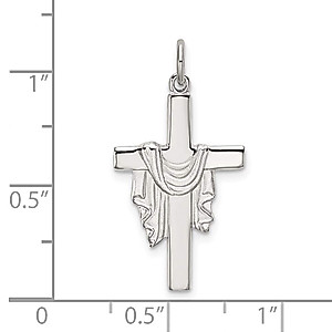 Sterling Silver Polished and Satin Draped Cross Pendant 24.8mm 9.5mm style QC9094