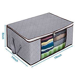 Awekris Clothing Storage Bags, Foldable Blanket Storage Bag Has Clear Window & Carry Handles, Great for Sweaters, Closets, Bedrooms and More, Long Service Life and Large Capacity (3-Pack Grey)