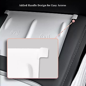 HNCYHX Center Console Wireless Charging Mat for Tesla Model 3 Model Y 2021-2023 ，Carbon Fiber Pattern Wireless Charging Silica Gel Mat Decoration Interior Car Accessories (White)