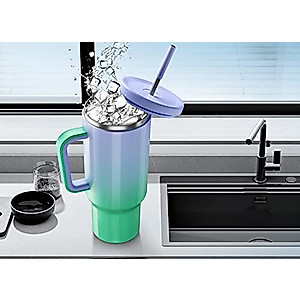 Meoky 40oz Tumbler with Handle, Leak-proof Lid and Straw, Insulated Coffee Mug Stainless Steel Travel Mug, Keeps Cold for 34 Hours or Hot for 10 Hours (Fairyland)