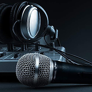 Pyle Professional Dynamic Vocal Microphone - Moving Coil Dynamic Cardioid Unidirectional Handheld Microphone with ON/OFF Switch Includes 15ft XLR Audio Cable to 1/4'' Audio Connection - PDMIC59,Black