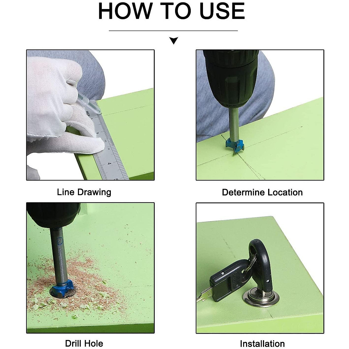 Auniwaig Forstner Drill Bits, 38mm Dia Wood Hole Saw, Auger Opener Cemented Carbide, 80mm Length Woodworking Hinge Hole Drilling Boring Bit Cutter, Round Shank, Blue, 1 Pcs
