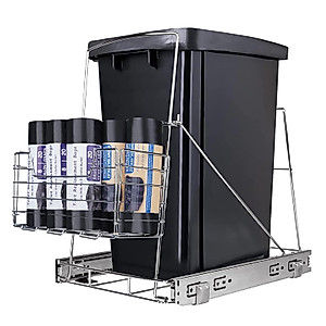 Pull Out Trash Can Under Cabinet Slider, Under Counter Trash Can Pull Out with Garbage Bag Holder, Under Sink Trash Can Pull Out for 7-11 Gallon Garbage Cans, Up to 100 lb (Not Include Trash Can)