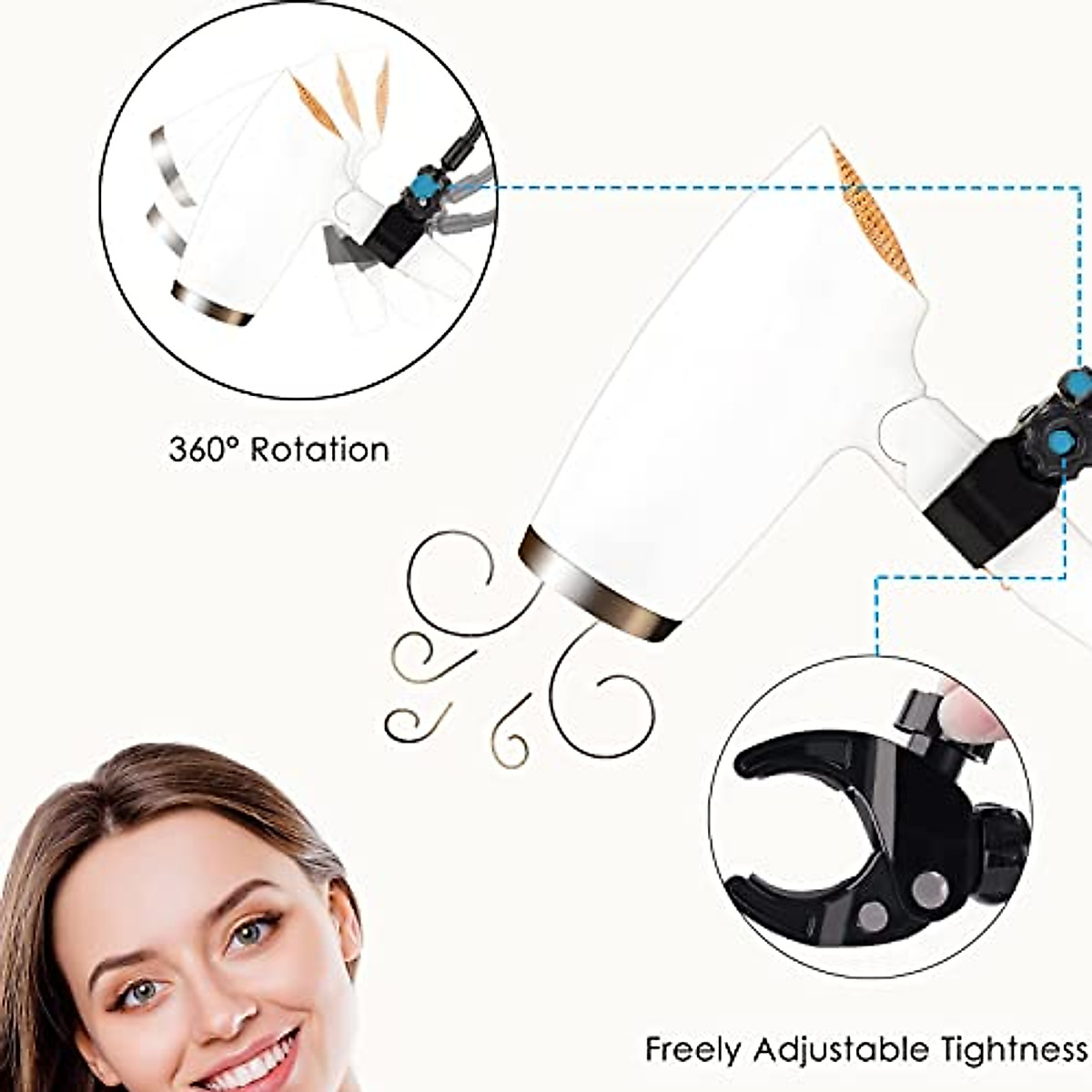 Linkidea Hair Dryer Holder, 360 Degree Rotating Lazy Hair Dryer Stand with Suction Cup, Hand Free Blow Dryer Holder for Mirror and Ceramic Tile