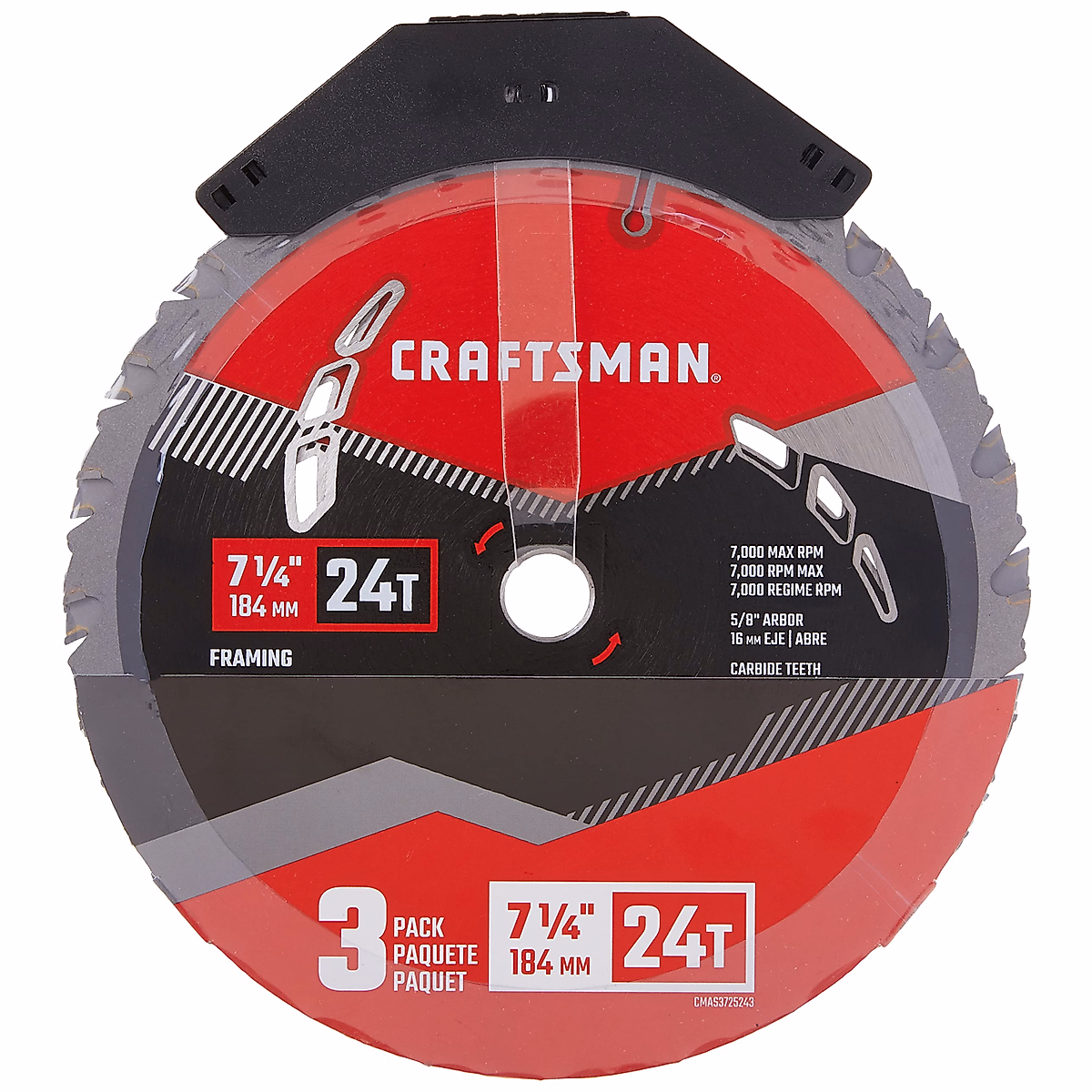 CRAFTSMAN CMAS3725243 3 Pack 7-1/4-In 24-Tooth Carbide Circular Saw Blade