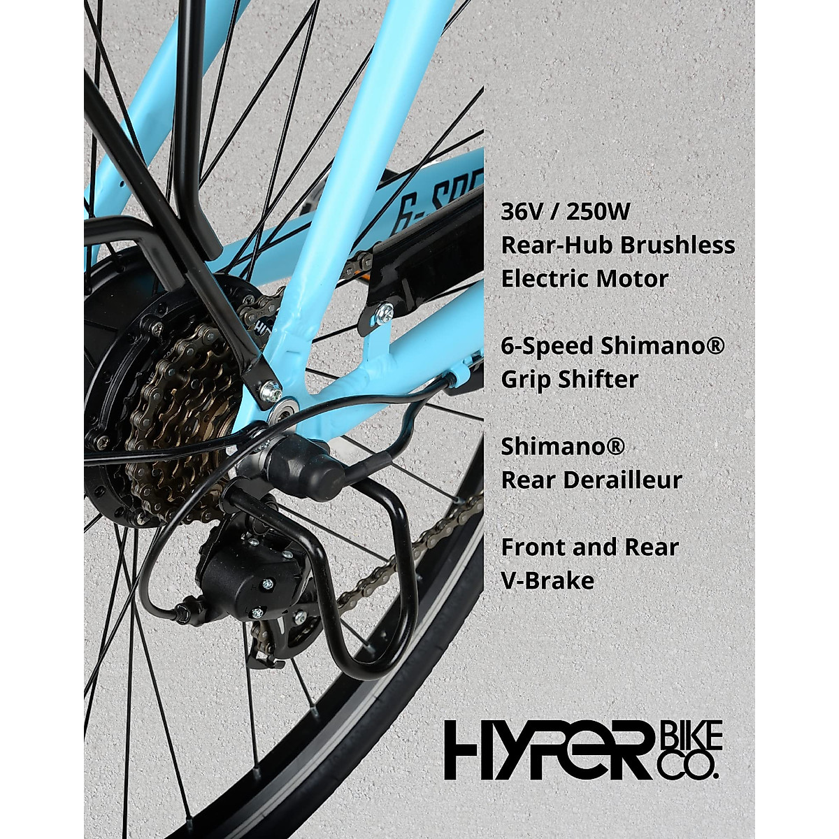 Hyper E-Ride Electric Bike, 36 Volt Battery, 700C Wheels, Blue