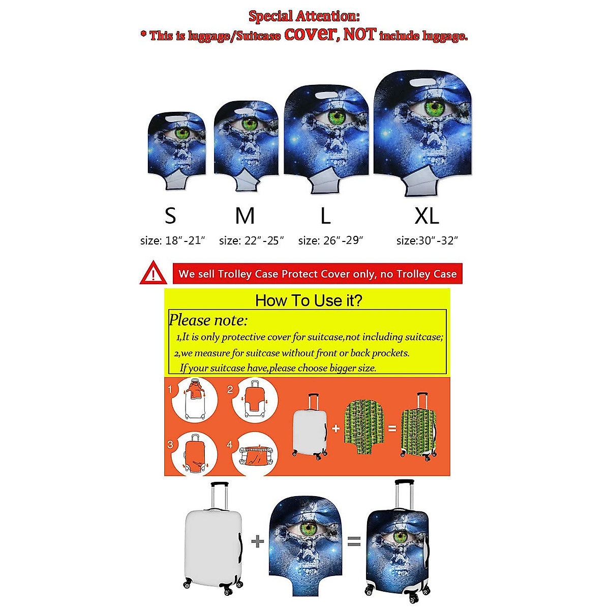 Dremagia Colorful Sunflower Travel Luggage Cover Spandex Elastic Suitcase Protector for 22-25 Inch Luggage