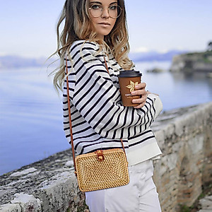 CrazyPiercing Wicker Square Crossbody Rattan Bag, Women Boho Bag Clutch Woven Handbag