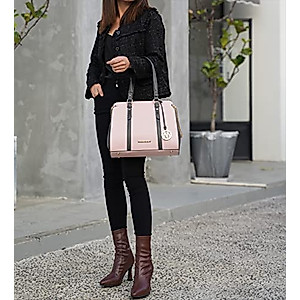 MKF Collection Tote Bag for Women, Vegan Leather Color Block Top-Handle Satchel Handbag Purse