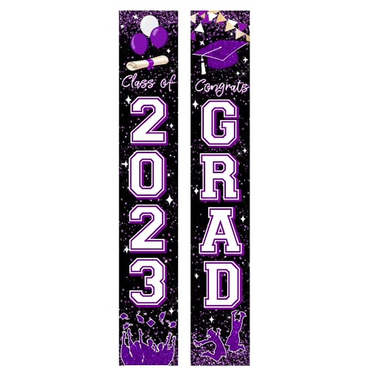 Class of 2023 Banner Purple Graduation Party Decorations Congrats Grad Banner Hanging Door Porch Signs for 2023 University and Senior High School Graduation Decorations