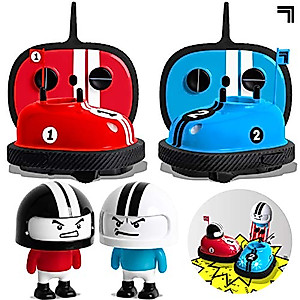 Sharper Image Road Rage RC Speed Bumper Cars, Mini Remote Controlled Ejector Vehicles, 2 Player Head to Head Battle, Crash into Opponents, 2.4 GHz, Red and Blue, Ages 6 and Up